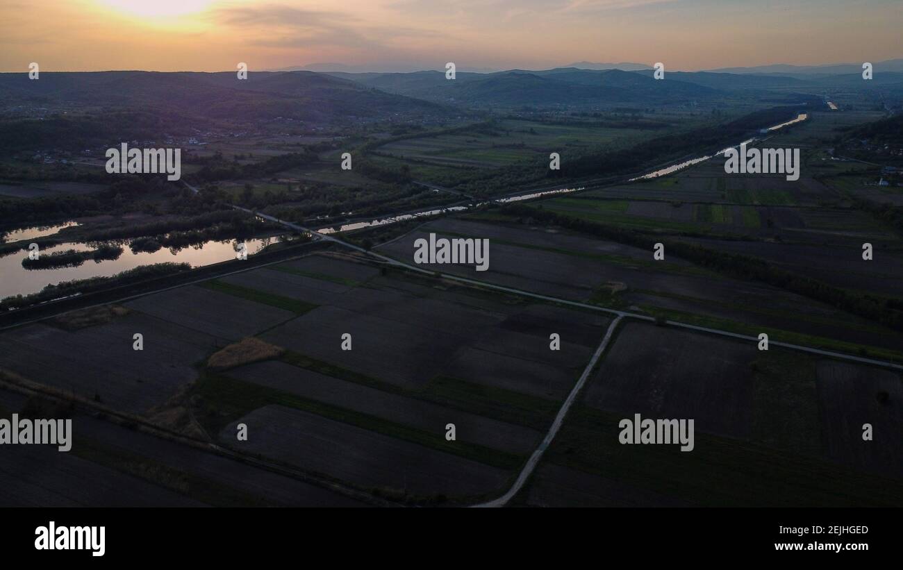 Aerial view of a river in a rural area Stock Photo - Alamy