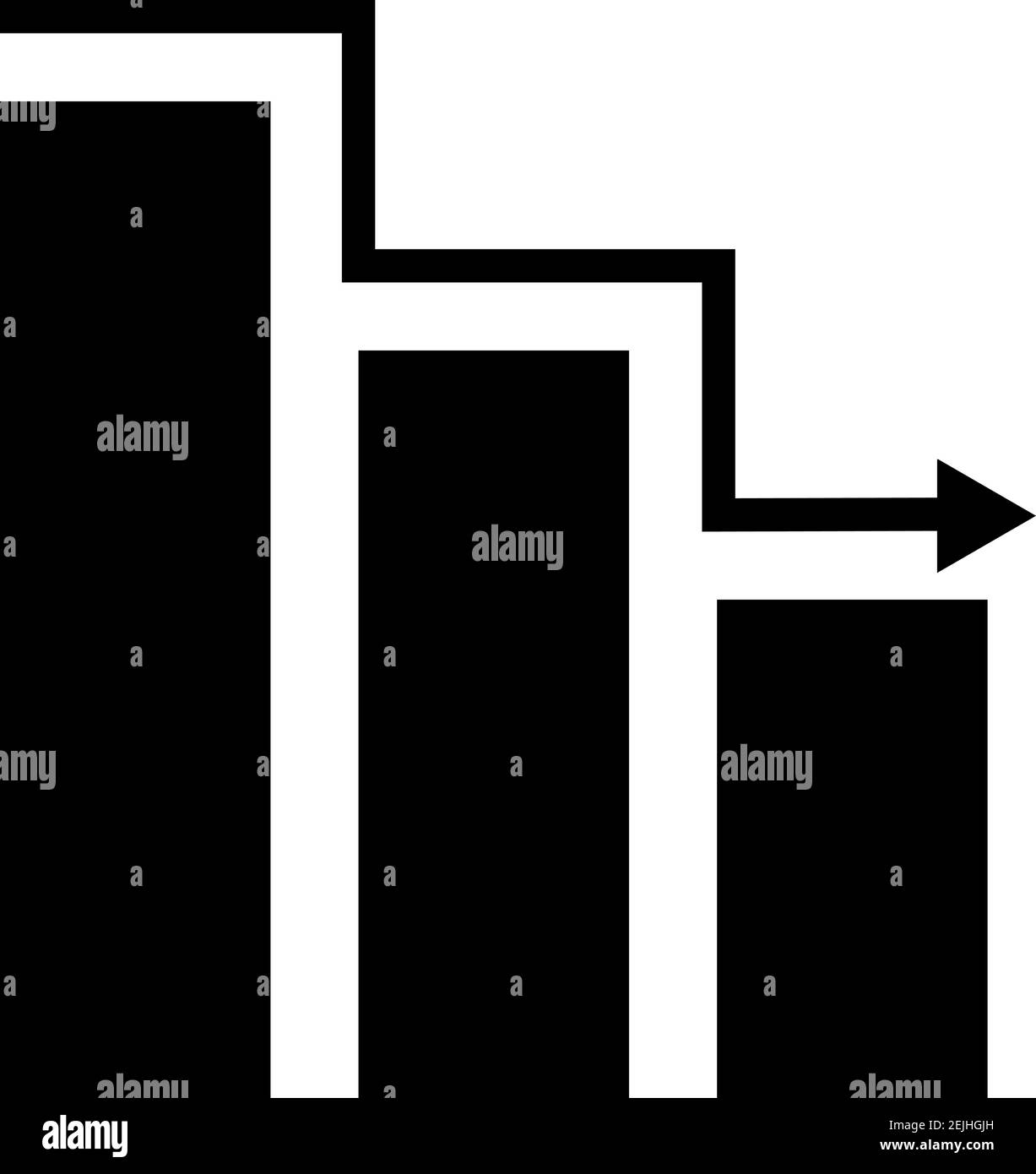 Descending analytic graph showing loss and business downfall. Data analytics descendant icon on ...
