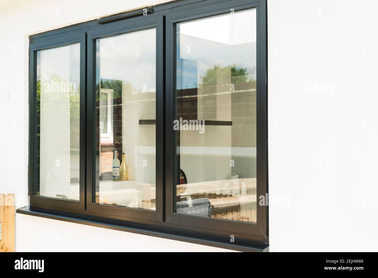 A modern typical house which has been renovated with white render and ...