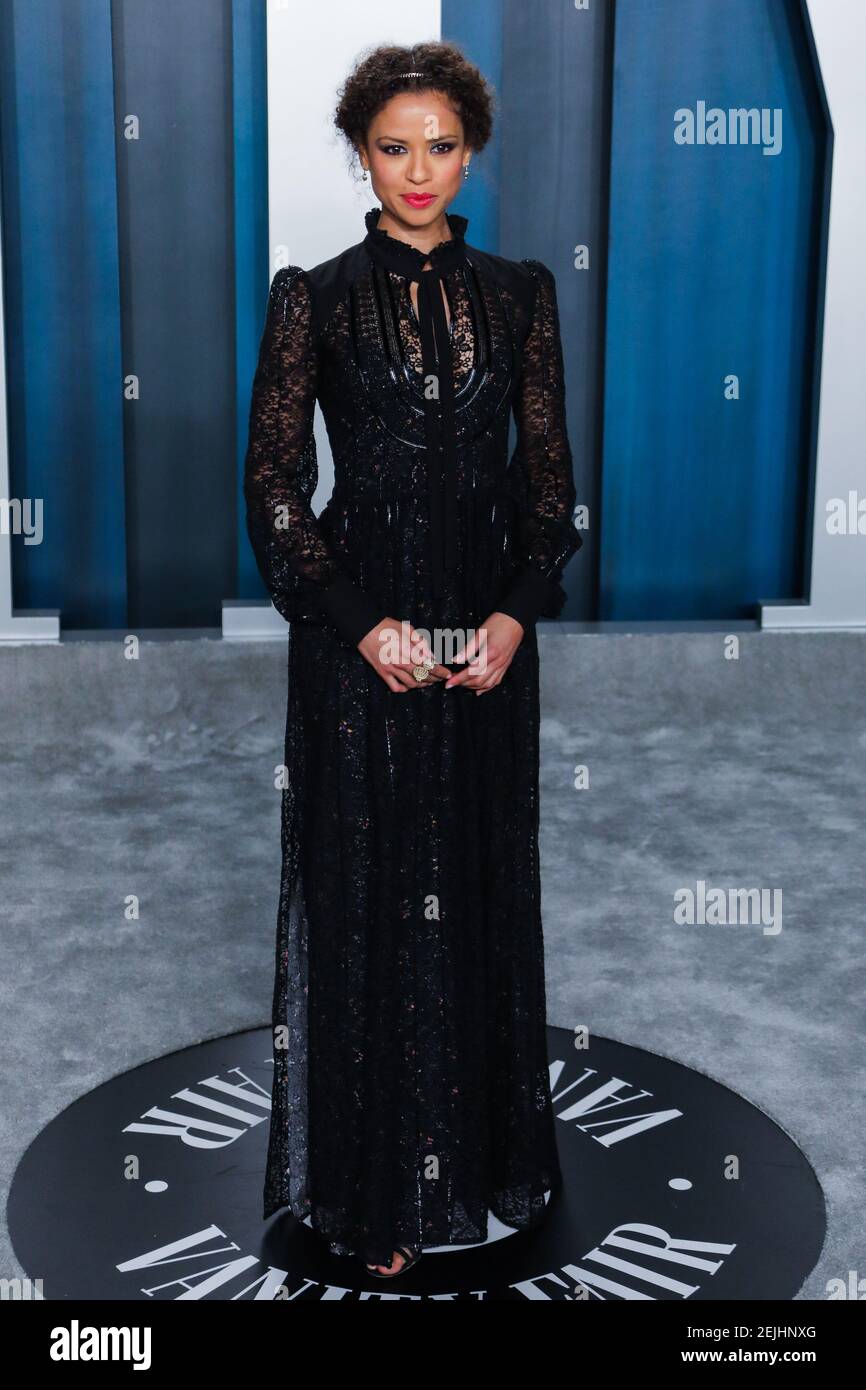 Gugu Mbatha-Raw walking on the red carpet at the 2020 Vanity Fair Oscar ...