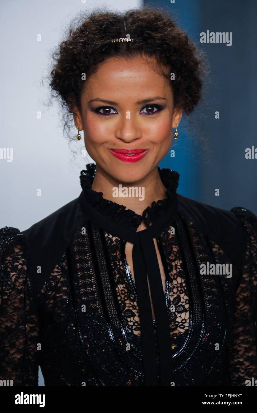 Gugu Mbatha-Raw walking on the red carpet at the 2020 Vanity Fair Oscar ...