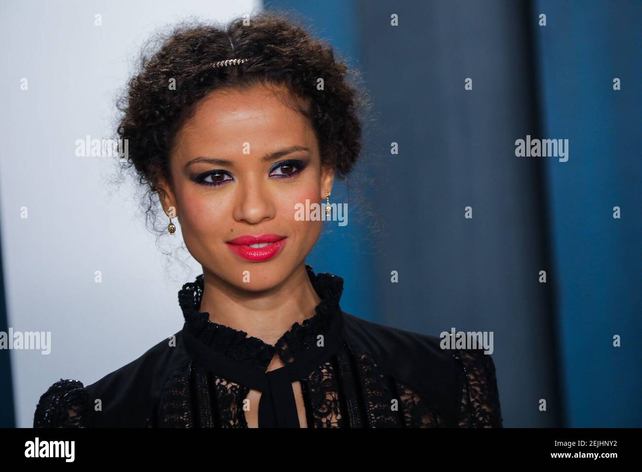 Gugu Mbatha-Raw walking on the red carpet at the 2020 Vanity Fair Oscar ...