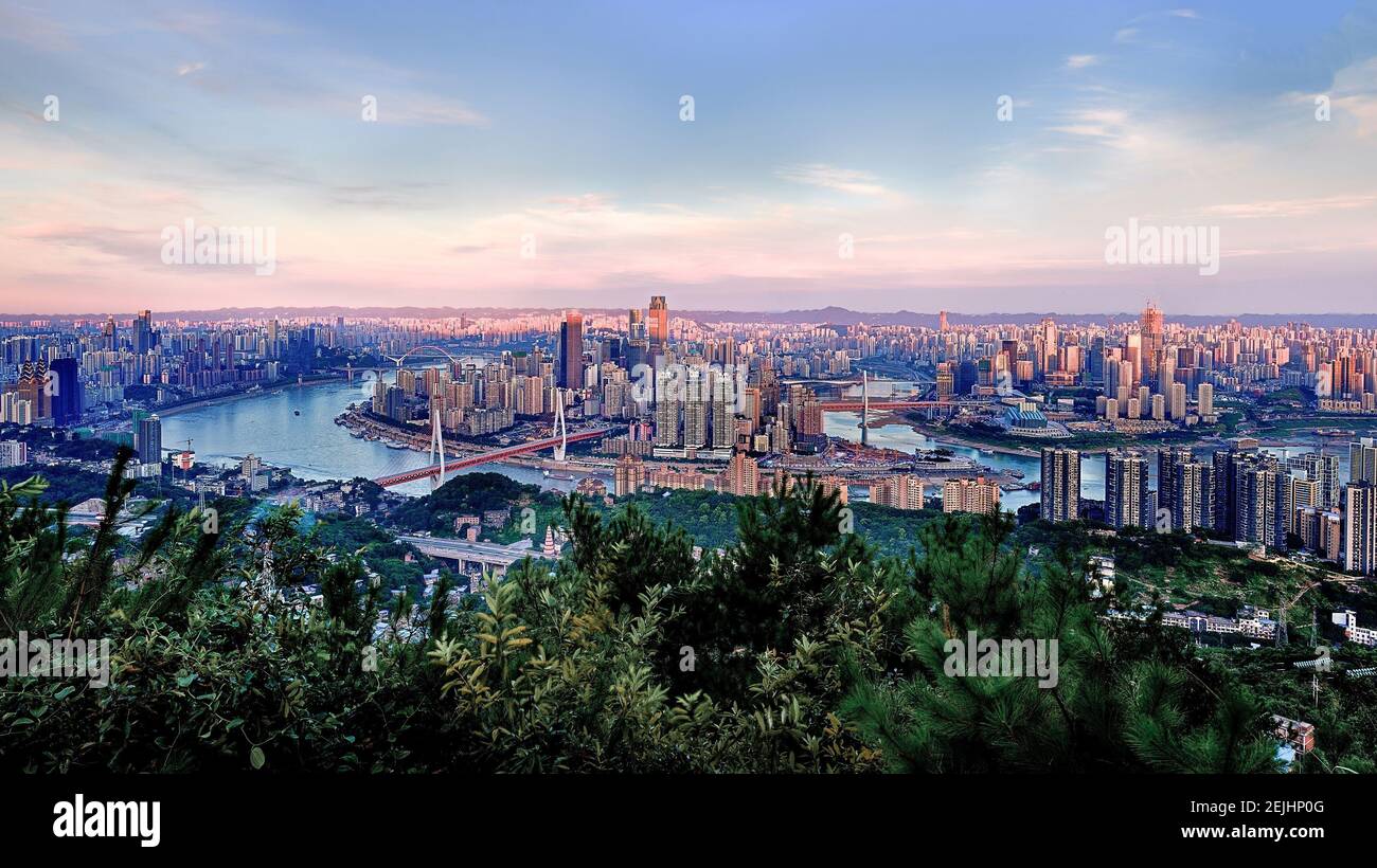 The picture shows the beautiful scenery of yuzhong peninsula in ...