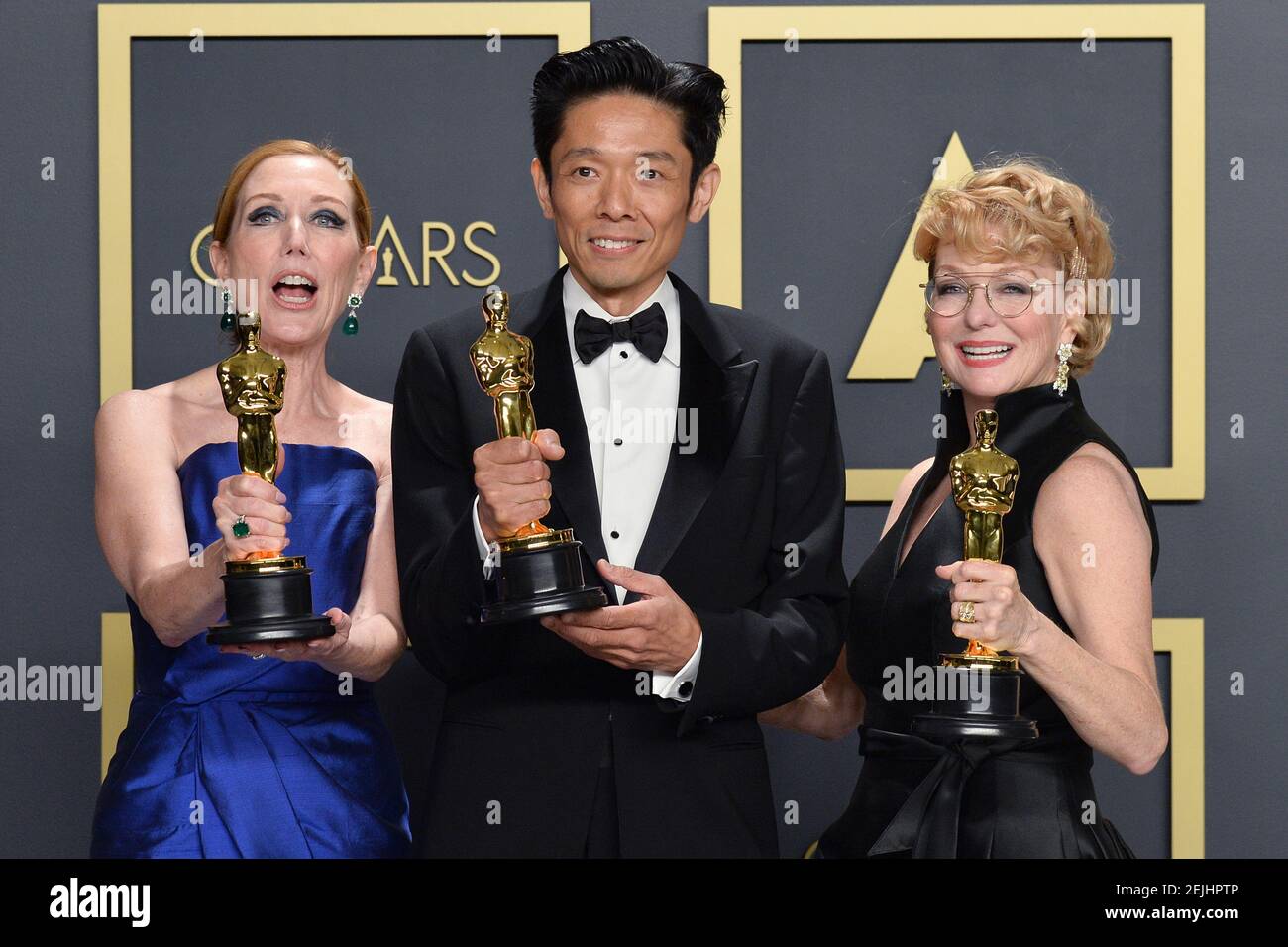 (L-R) Anne Morgan, Kazu Hiro and Vivian Baker, winners for Best Makeup and Hairstyling for ...