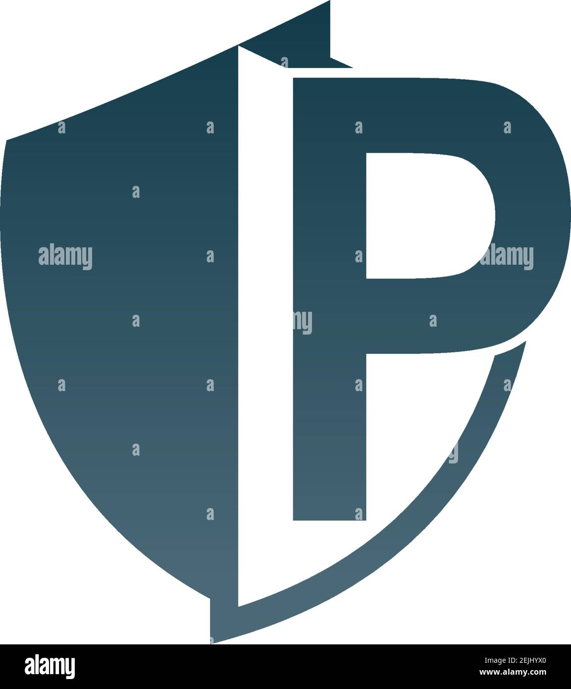 Shield logo icon with letter P beside design vector illustration Stock ...