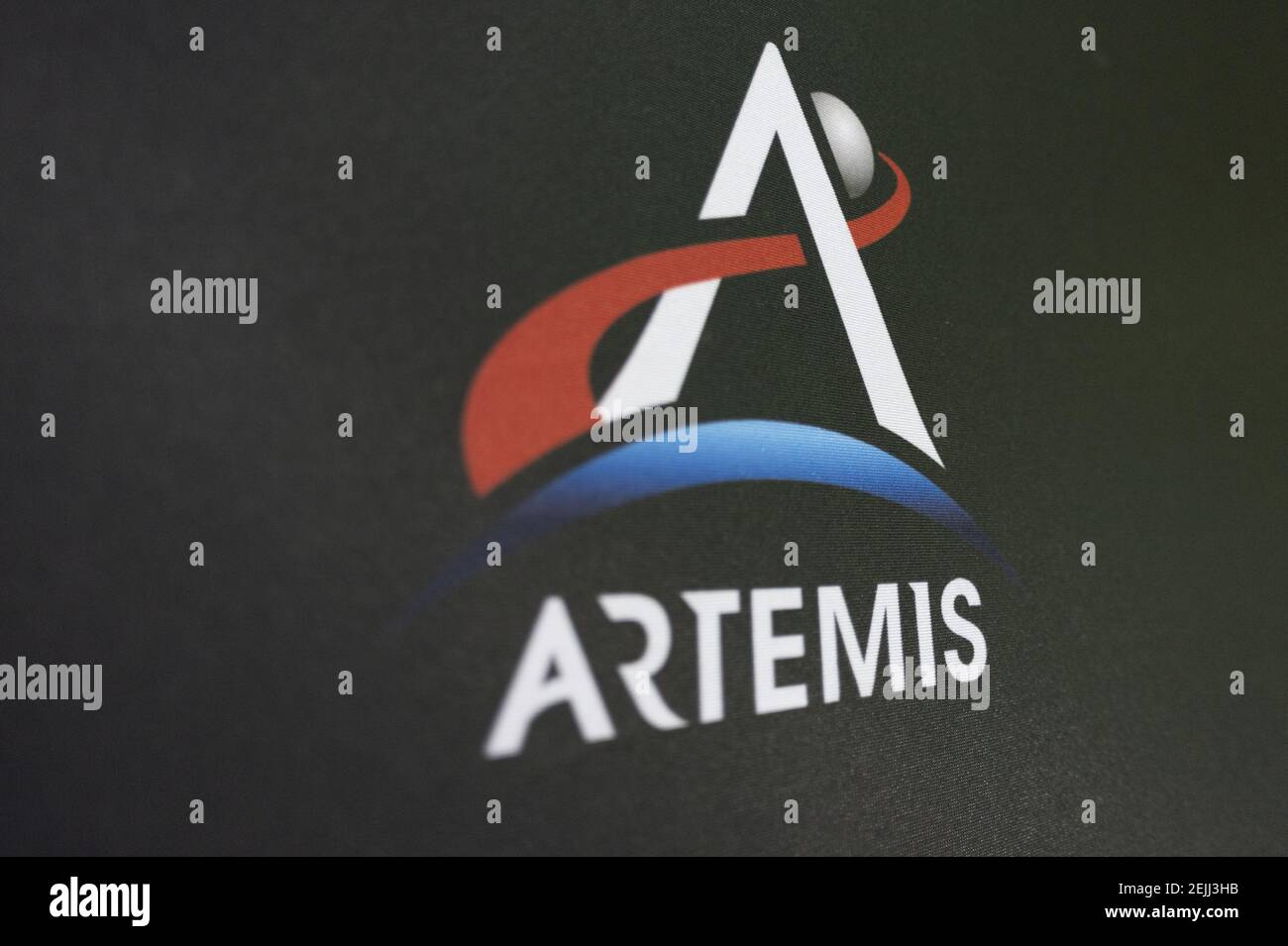 NASA Artemis program logo is seen inside the Unitary Plan Wind Tunnel ...