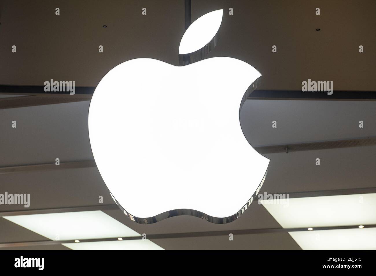 American multinational technology company Apple logo seen in Hong Kong ...