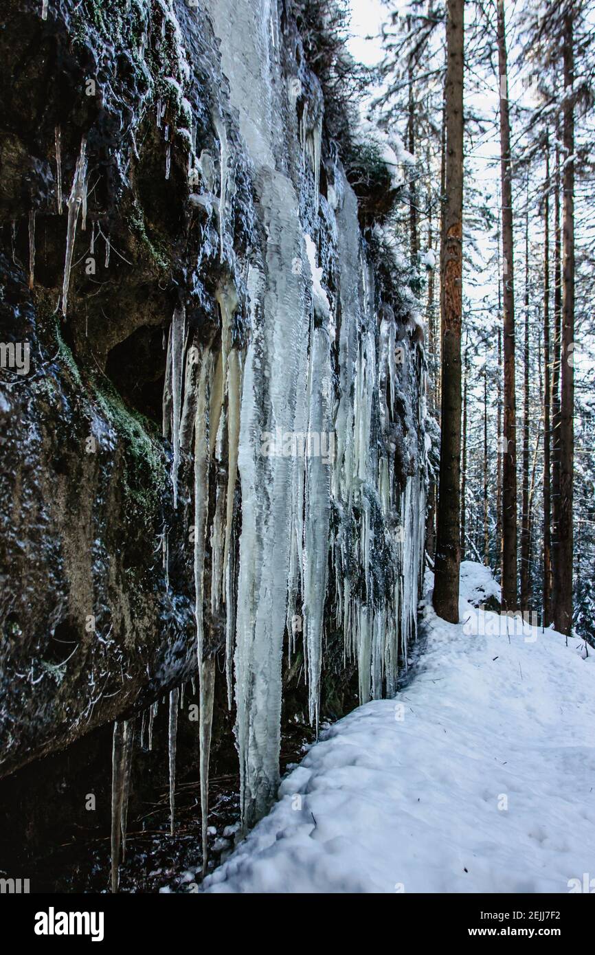 Fascinating ice formations and icicles called Brtnicke ice falls,CZ ...