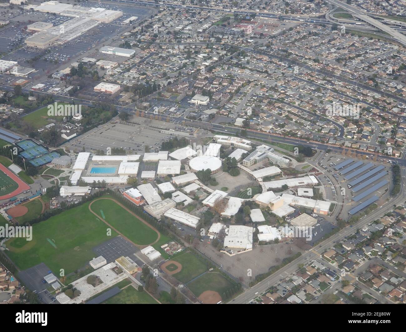 Campus of Chabot College is visible in an aerial view of the East Bay ...