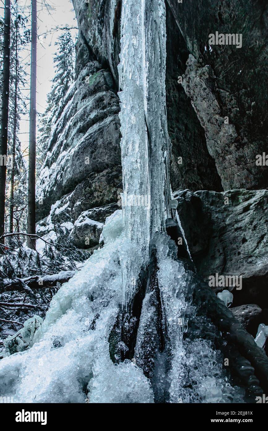 Fascinating ice formations and icicles called Brtnicke ice falls,CZ ...