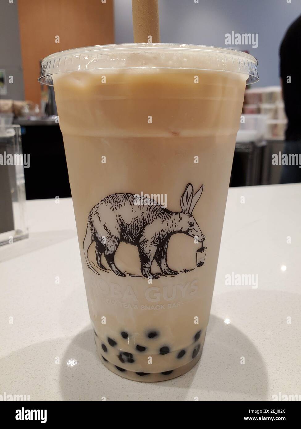 Close-up of boba tea or bubble tea at the upscale Boba Guys cafe in San ...