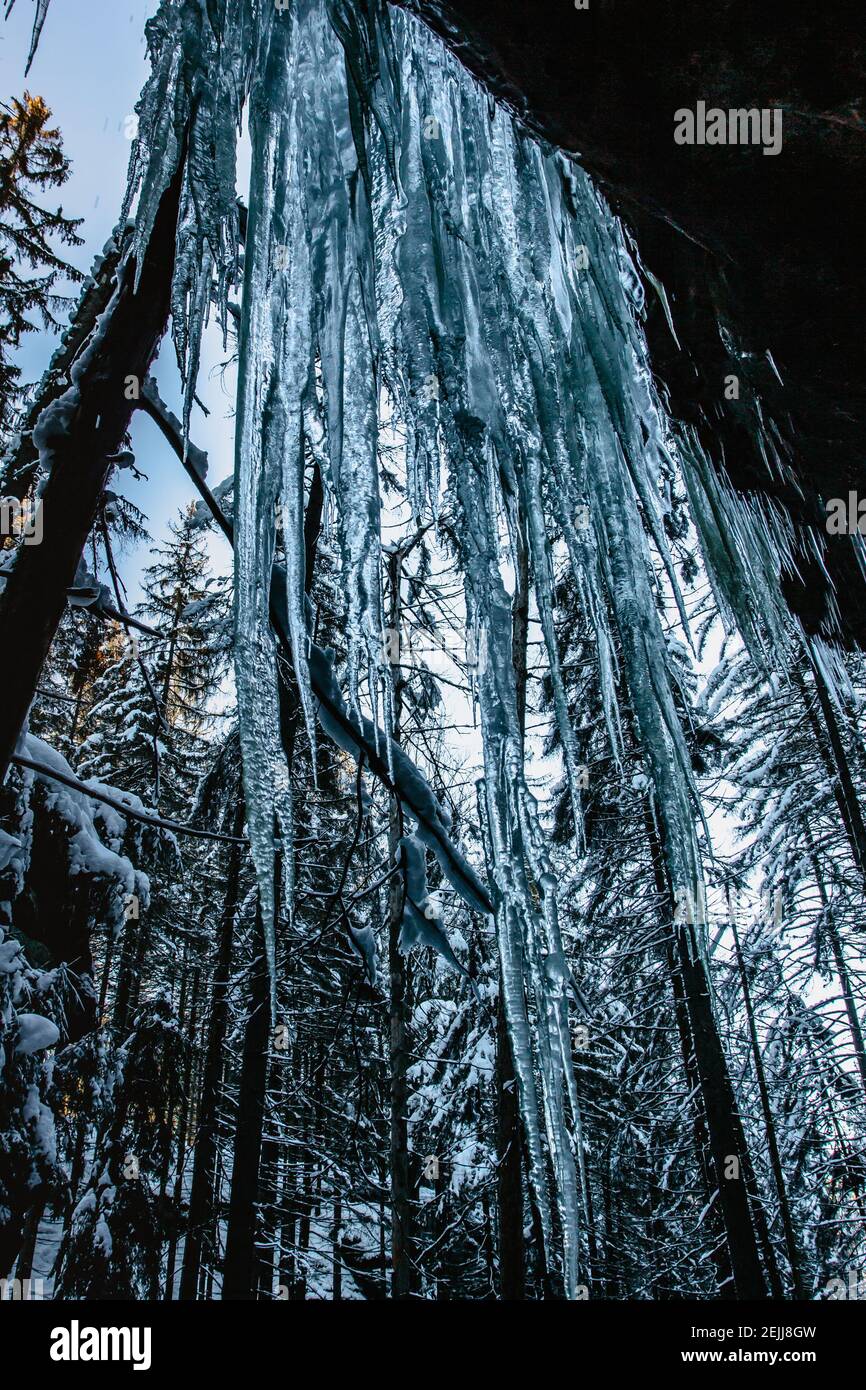 Fascinating ice formations and icicles called Brtnicke ice falls,CZ ...
