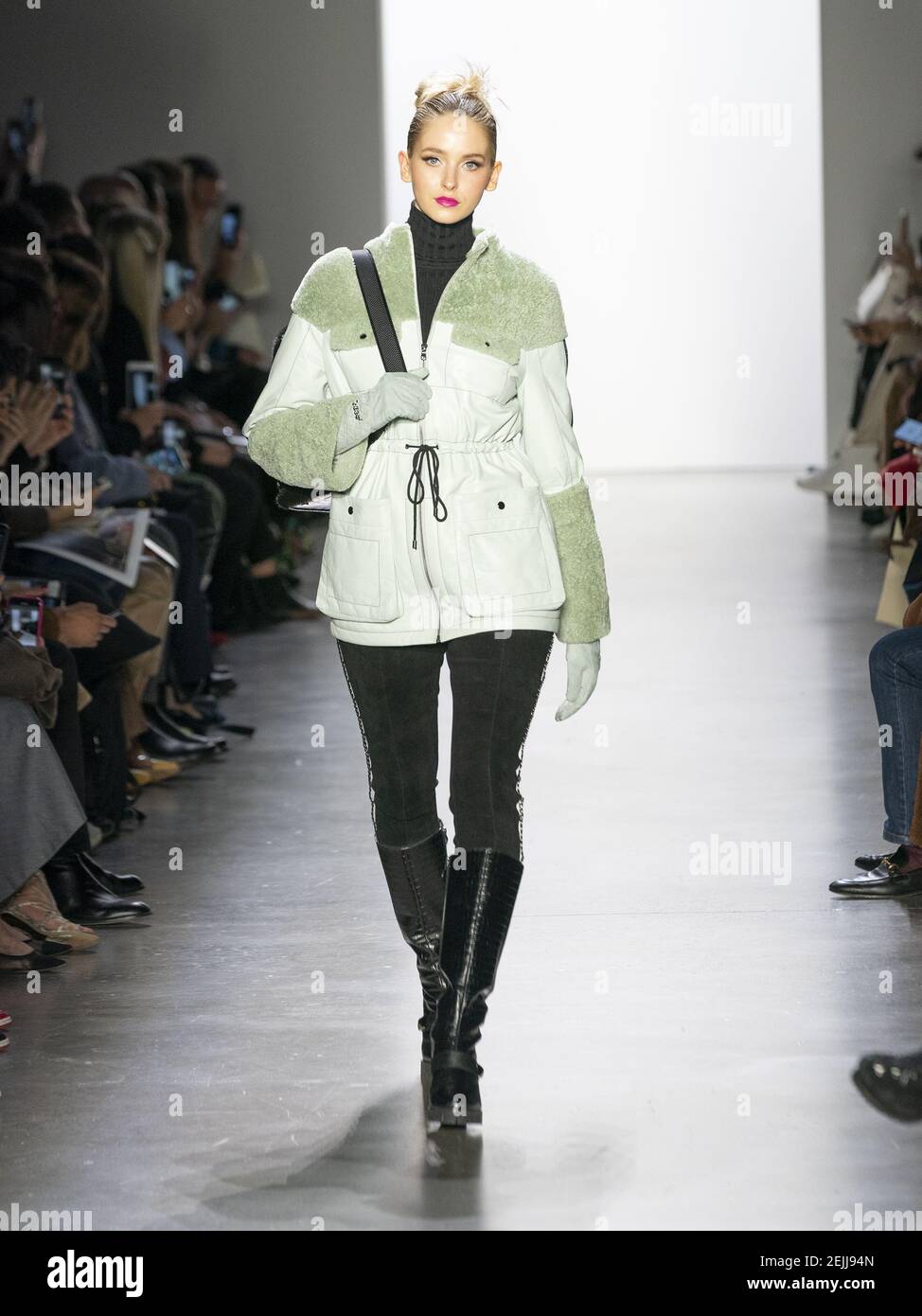 Model walks runway for Dennis Basso collection during Fashion Week at ...