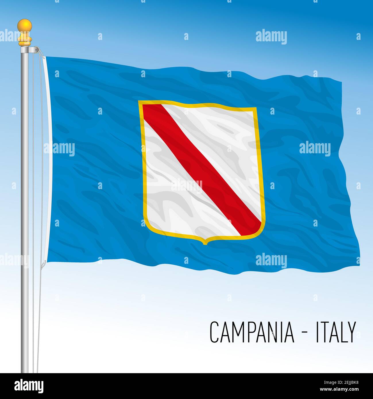 Campania, flag of the region, Italian Republic, vector illustration ...