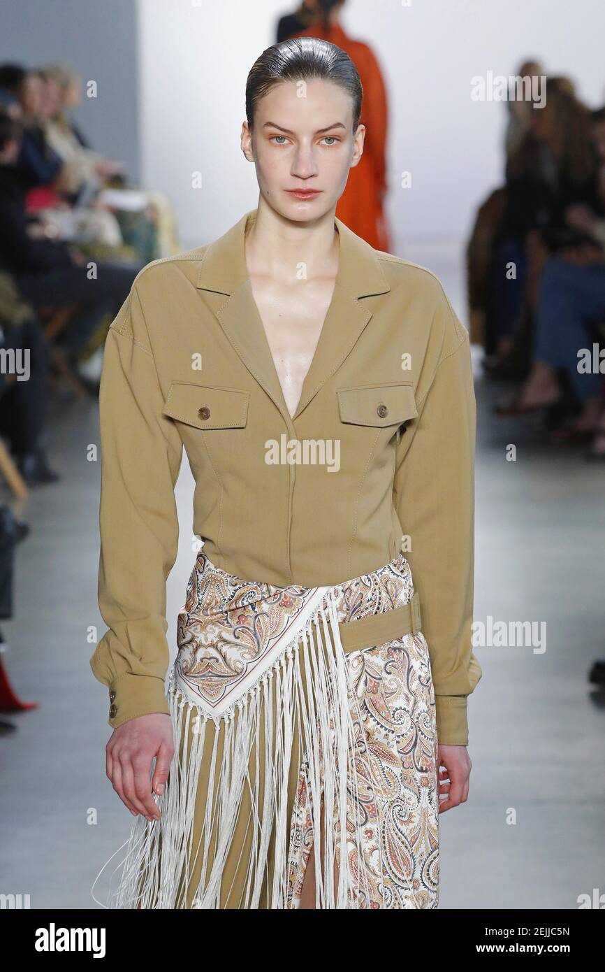 Model Alise Daugule walks on the runway at the Jonathan Simkhai fashion ...