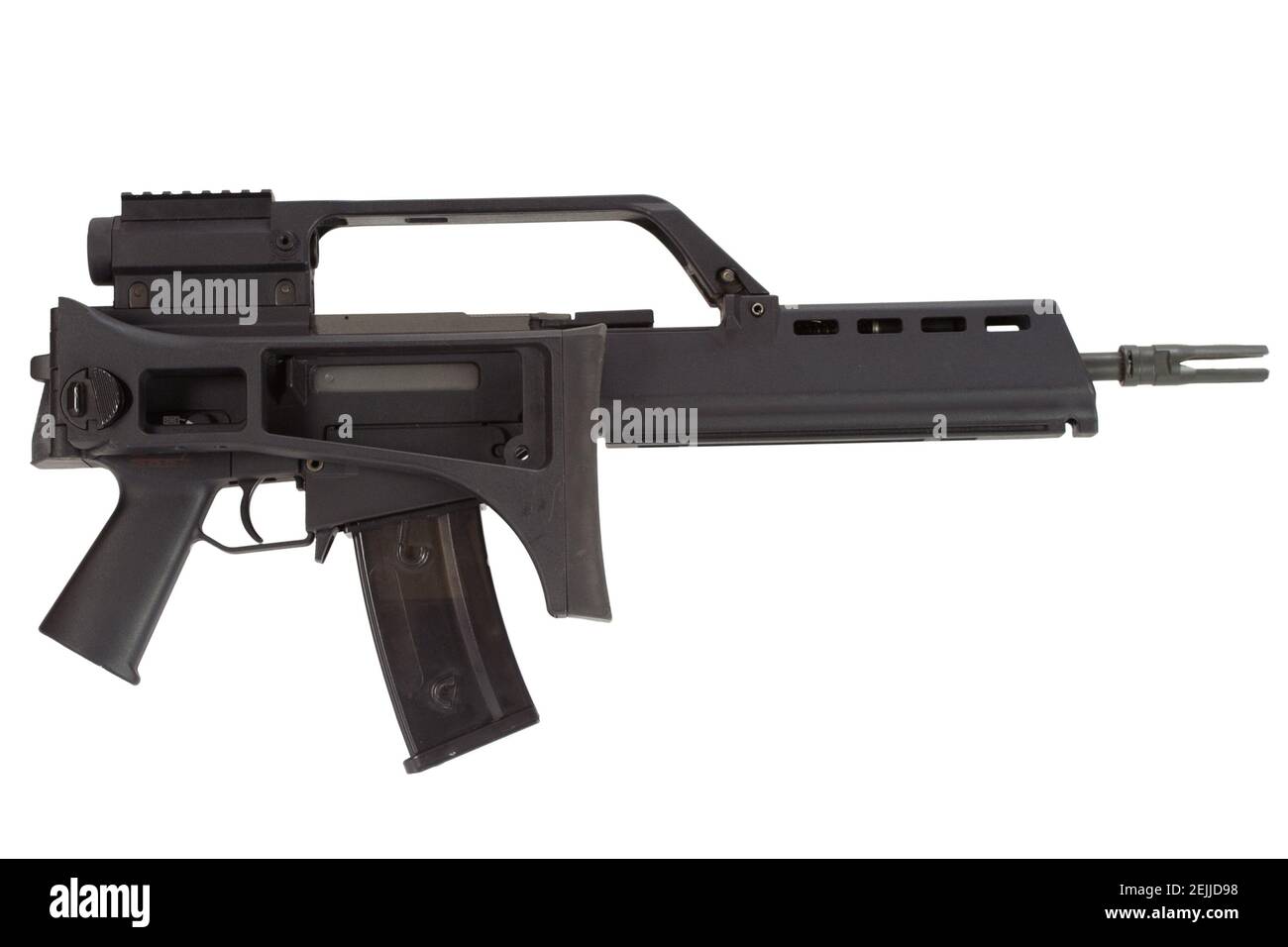 modern german army assault rifle with folded stock isolated on a white ...