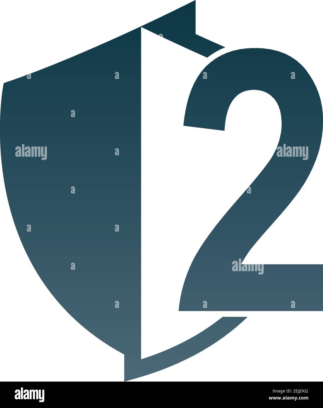 Shield logo icon with number 2 beside design vector illustration Stock ...