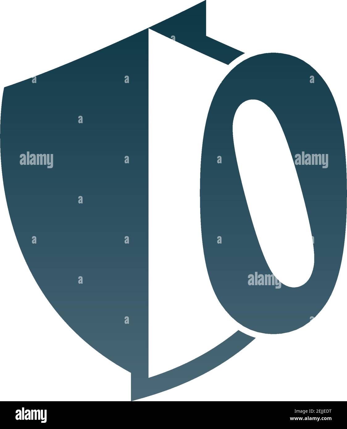 Shield logo icon with number zero beside design vector illustration ...