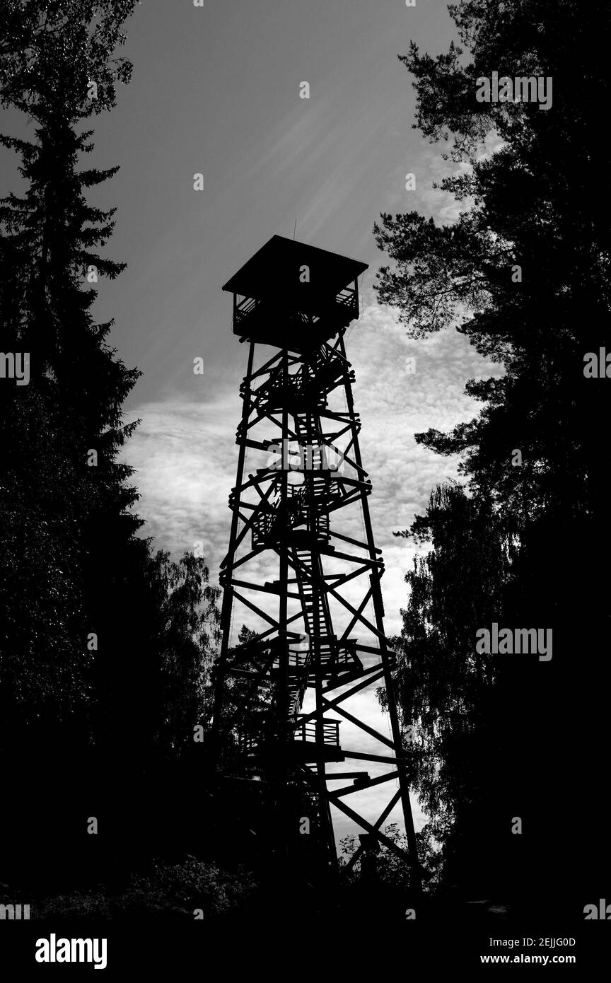 Fire observation tower Black and White Stock Photos & Images - Alamy