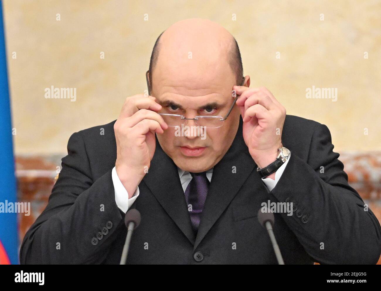 Meeting of the Russian Government. Russian Prime Minister Mikhail ...