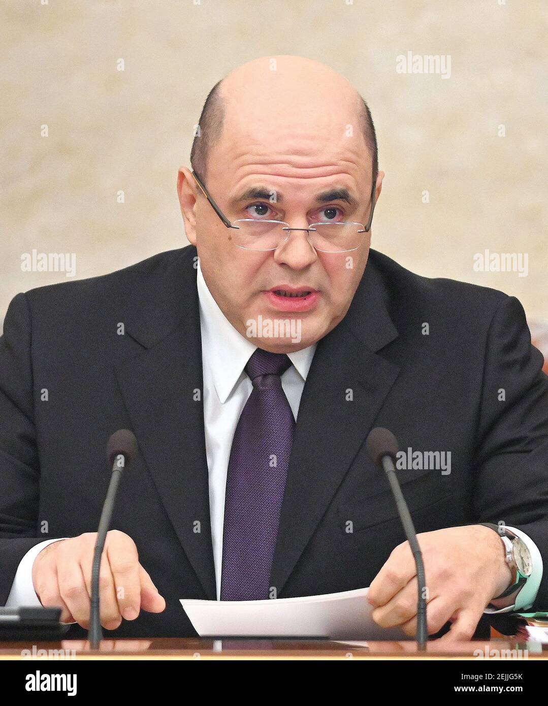 Meeting of the Russian Government. Russian Prime Minister Mikhail ...