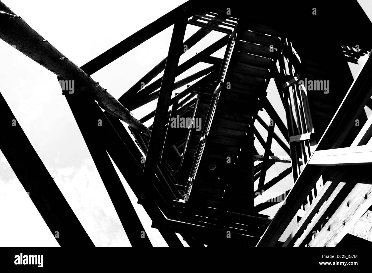 Wooden watch tower Black and White Stock Photos & Images - Alamy