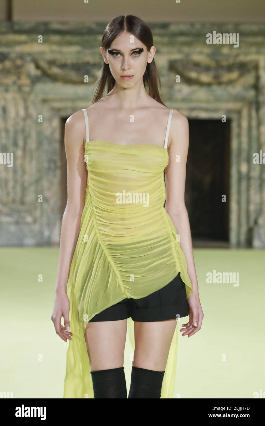 Model Vaughan Ollier walks on the runway at the Vera Wang fashion show ...