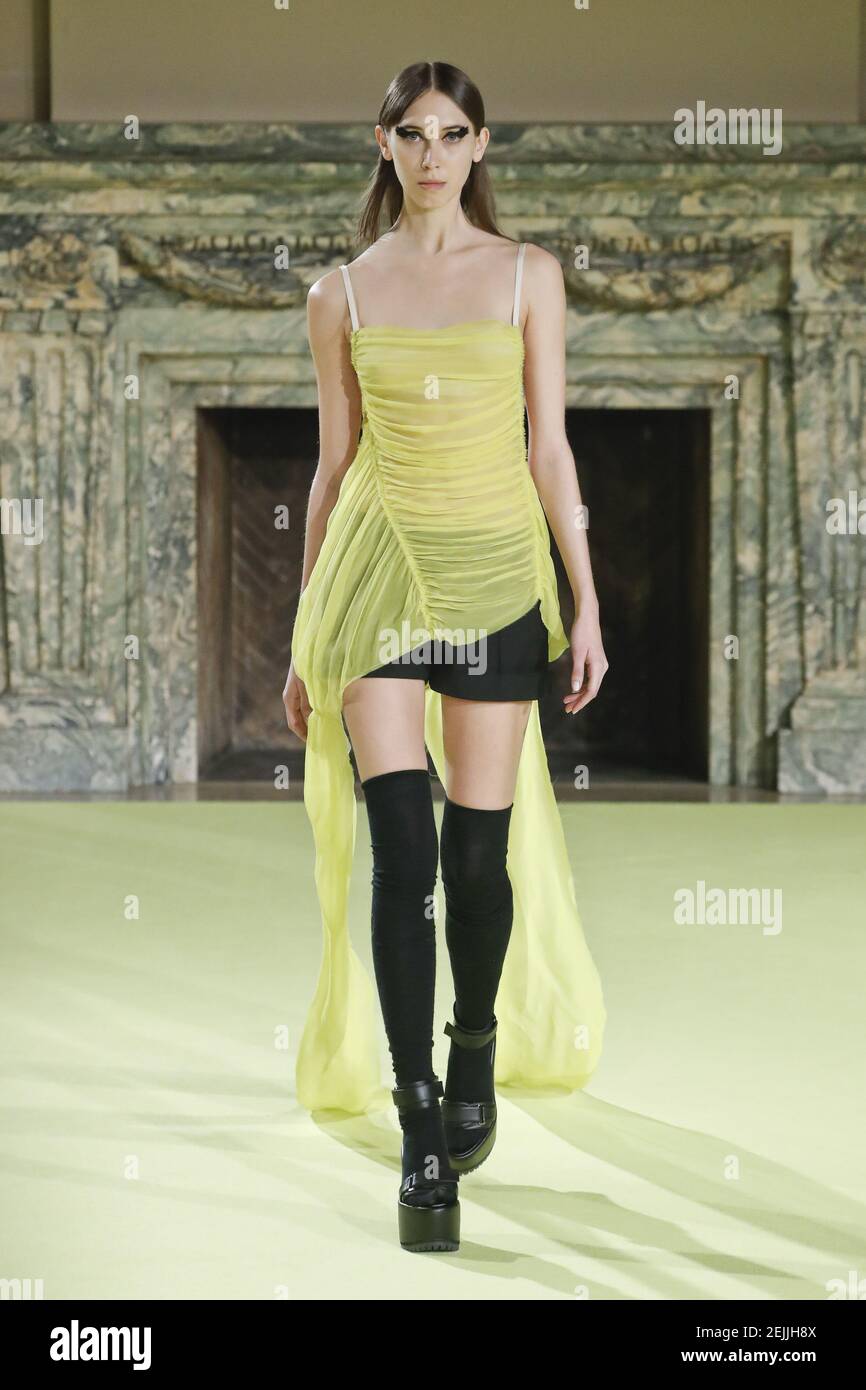 Model Vaughan Ollier walks on the runway at the Vera Wang fashion show ...