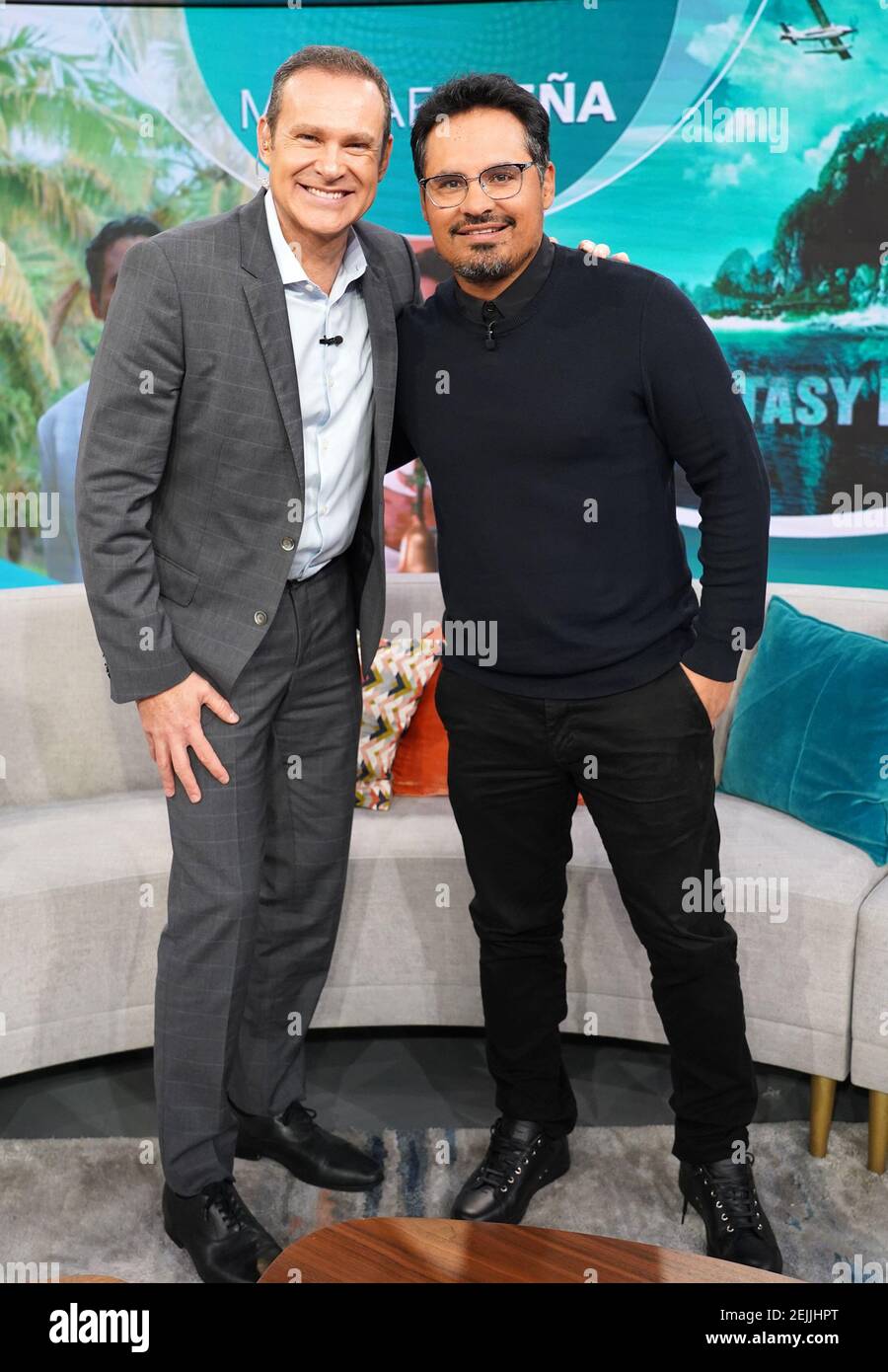 MIAMI, FL - FEB 13: Alan Tacher and Michael Pena are seen during ...