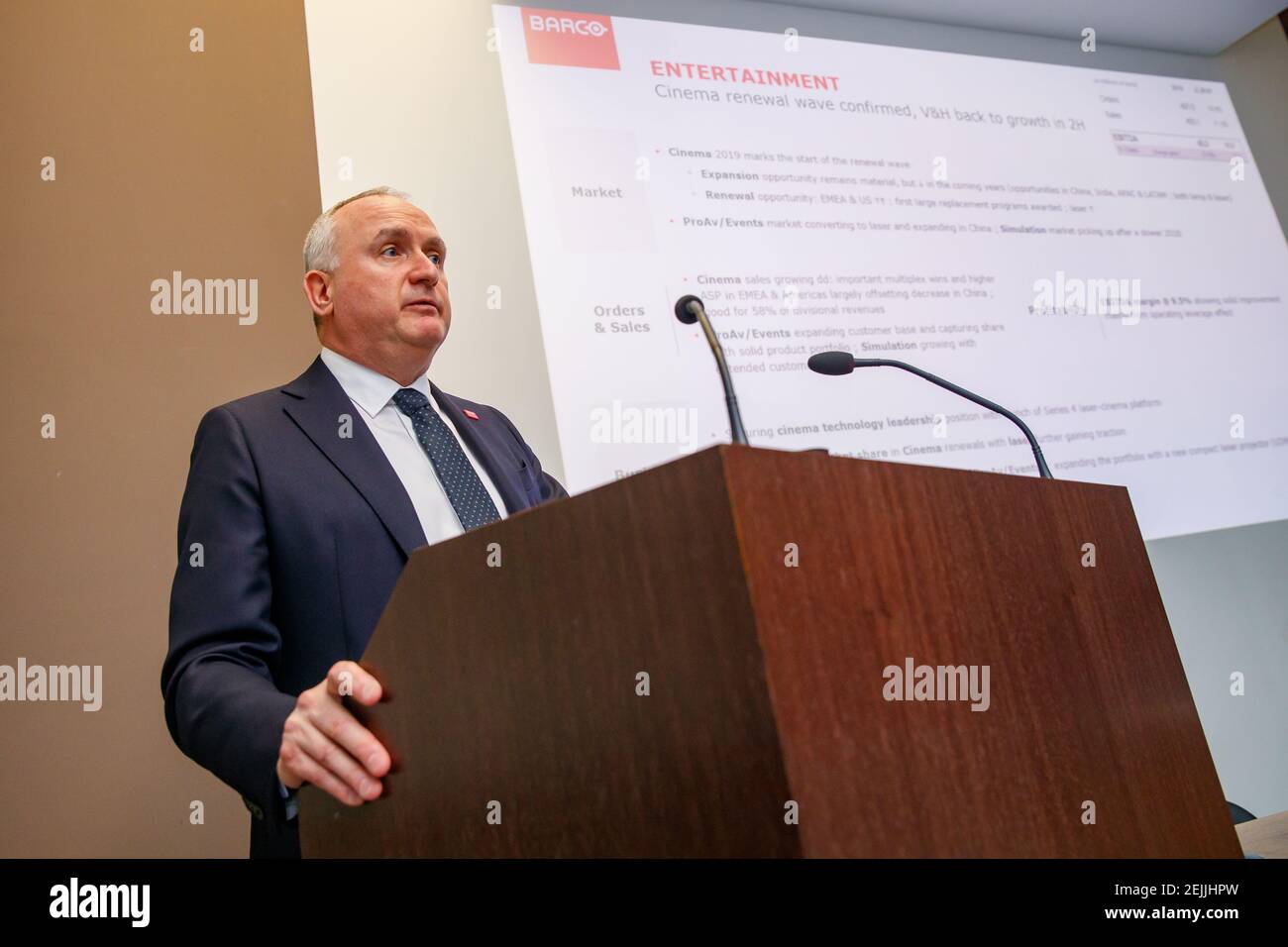 Barco CEO Jan De Witte pictured during a press conference to announce ...