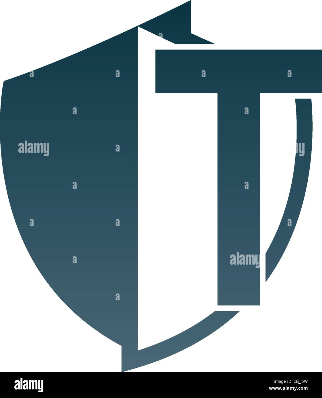 Shield logo icon with letter T beside design vector illustration Stock ...