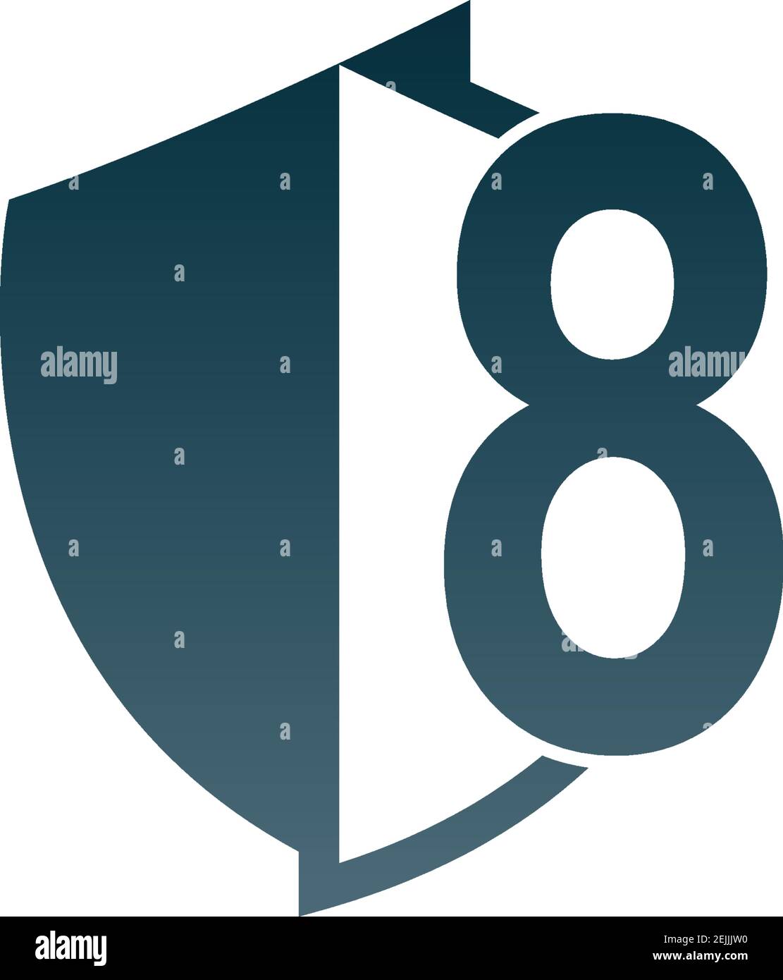 Shield logo icon with number 8 beside design vector illustration Stock ...