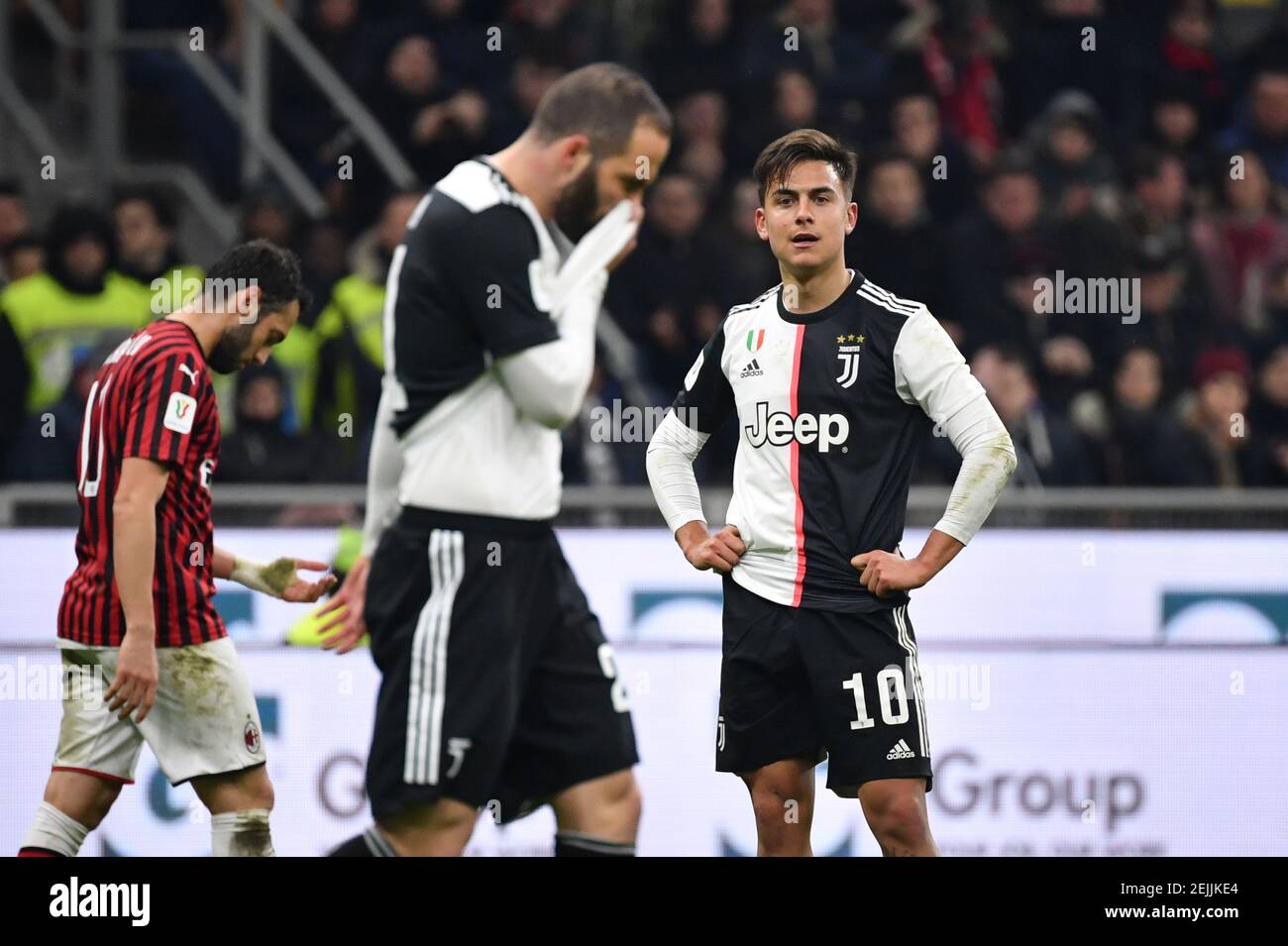Paulo Dybala (Juventus F.C.) looks on Gonzalo Higuain (Juventus F.C ...