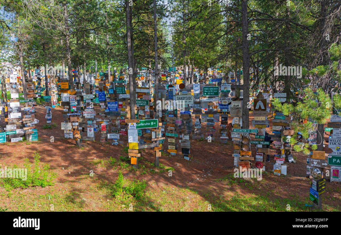 Canada, Yukon, Watson Lake, Sign Post Forest, started in 1942 by a ...