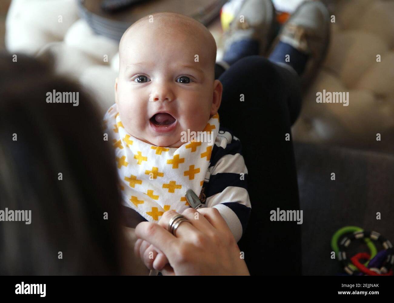 Jenny Mason-Frey plays with and cares for her 3-month-old son, Jack ...