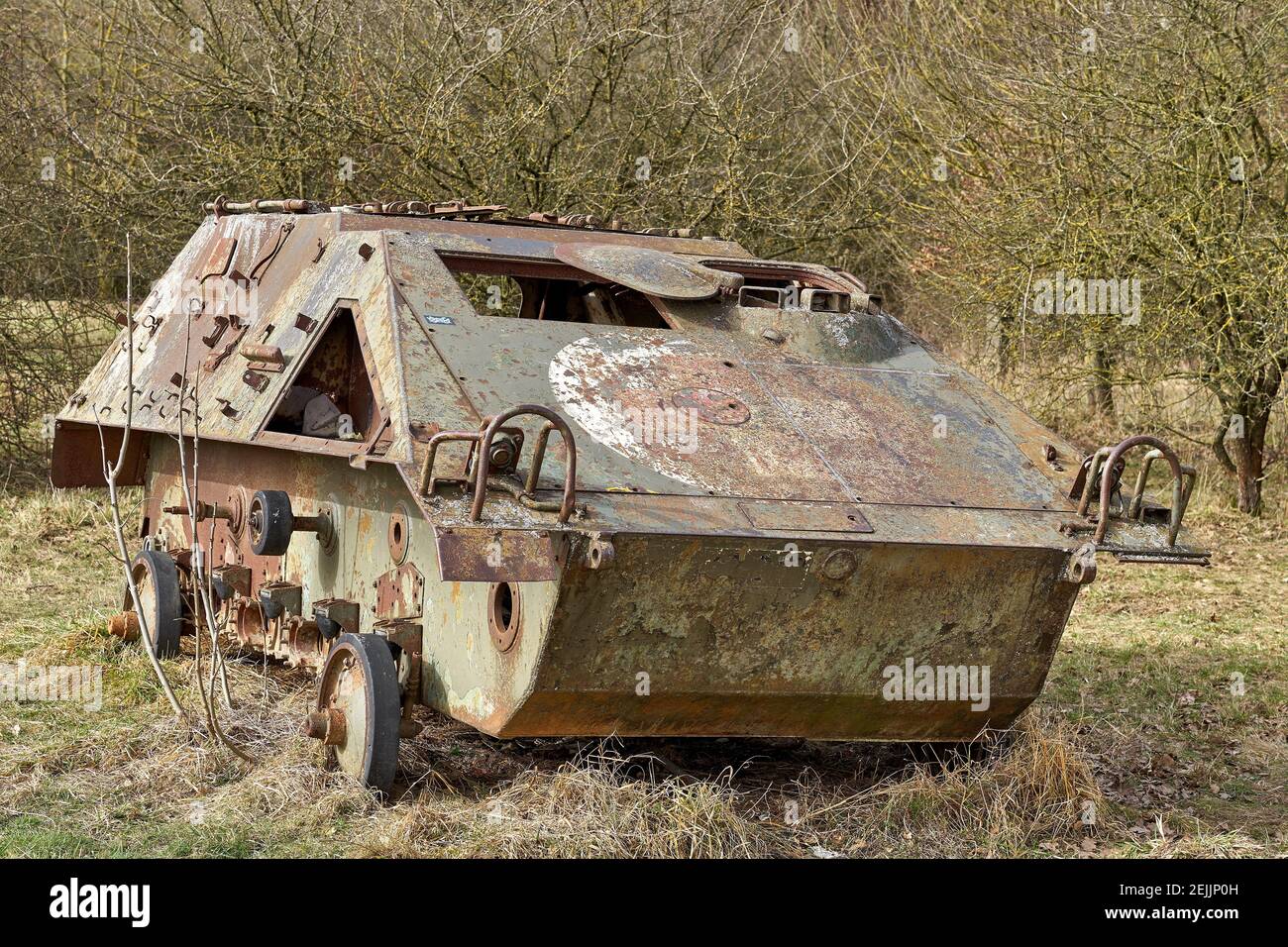 Wreck of an armored personnel carrier. The Schützenpanzer SPz armored ...