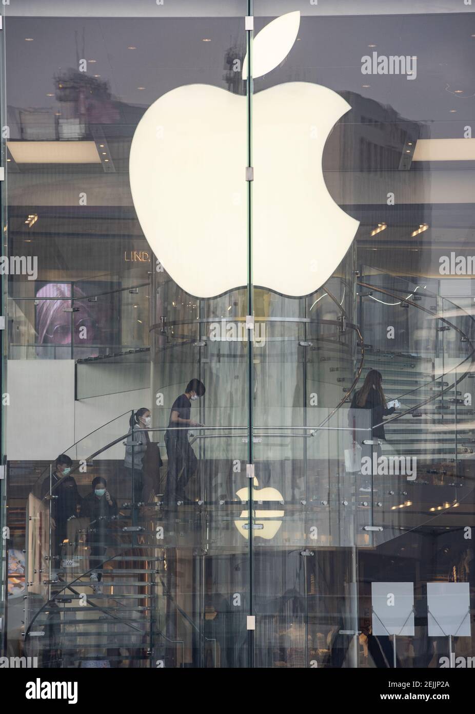 American multinational technology company Apple store and logo seen in ...