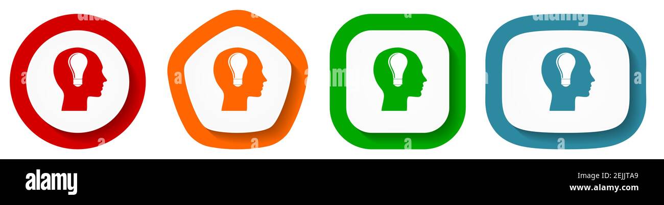 Head vector icon set, flat design buttons on white background Stock ...
