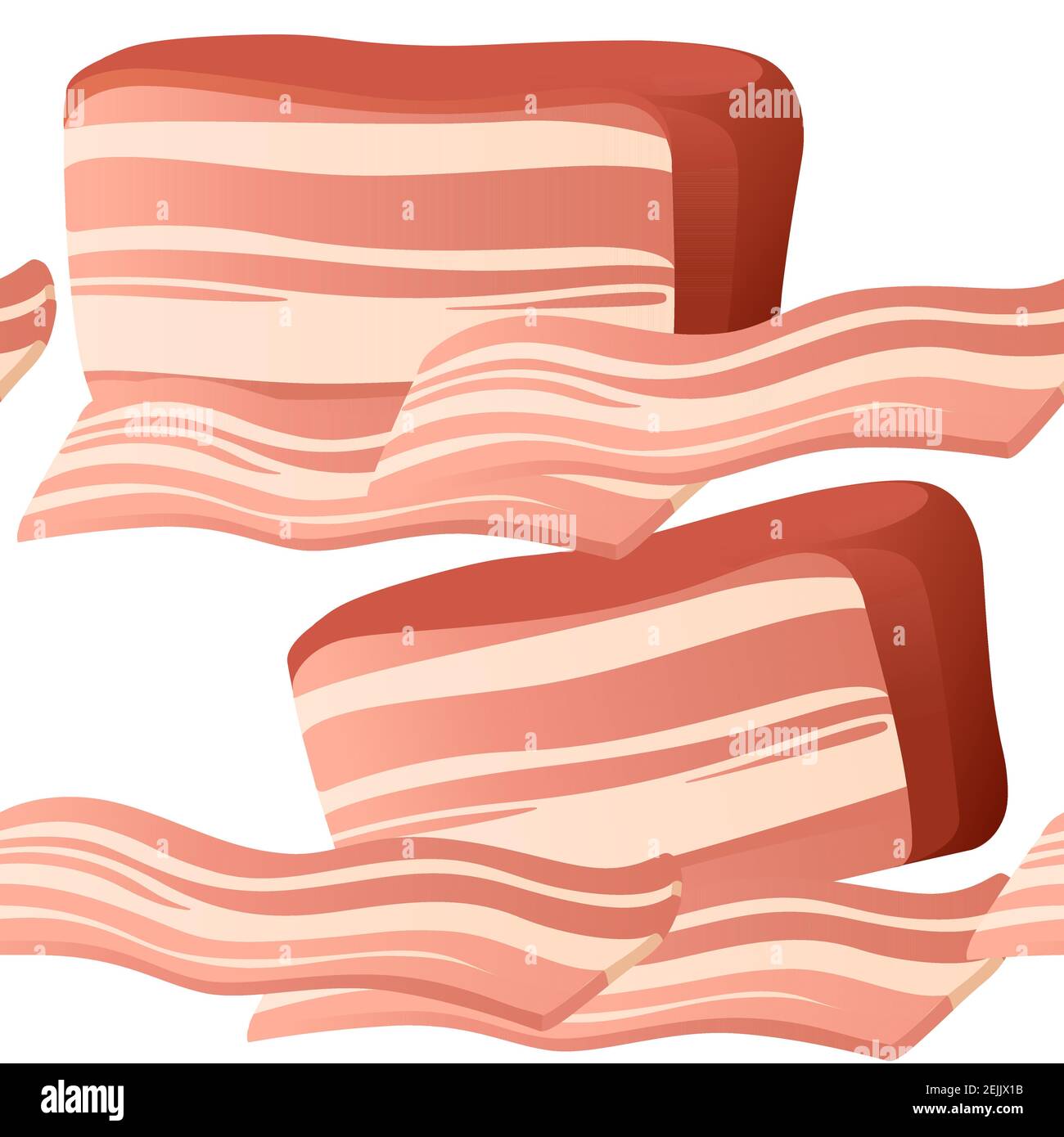 Seamless pattern of sliced piece of bacon vector illustration on white ...