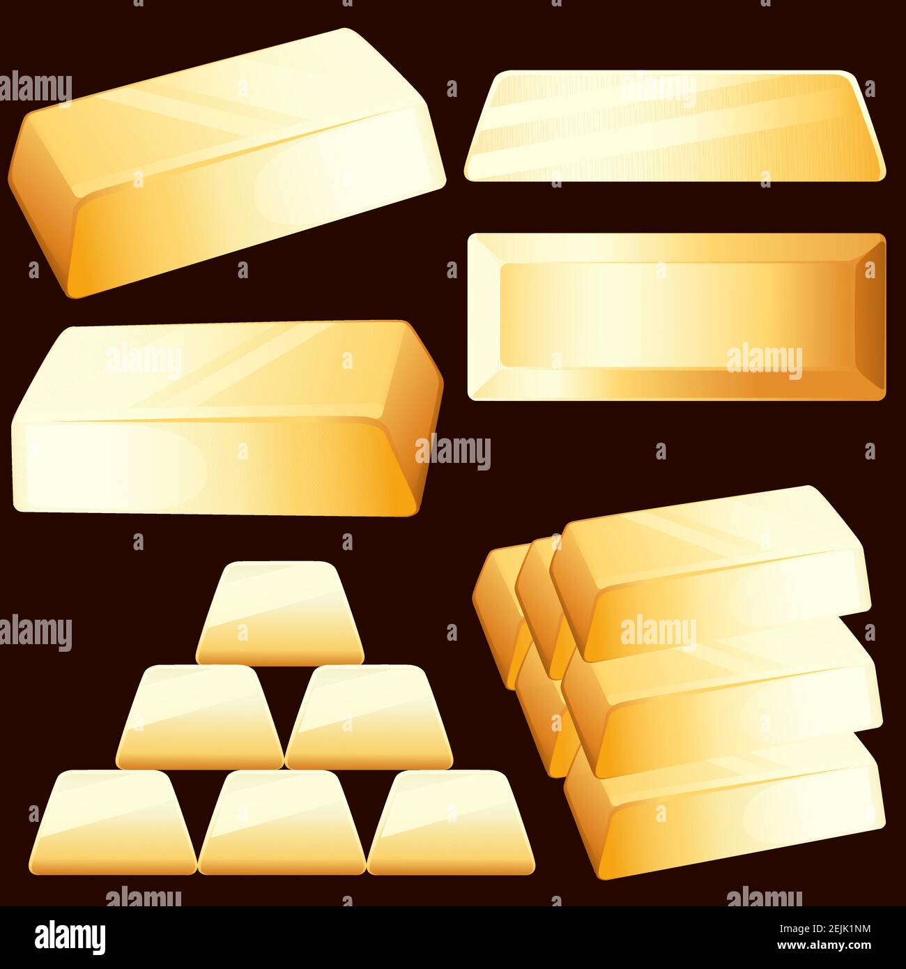 Gold bar in different positions and with stack of gold bar vector ...