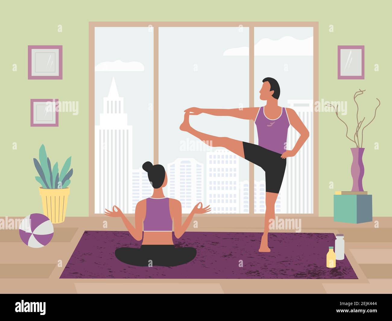 Couple training home Stock Vector Images - Alamy