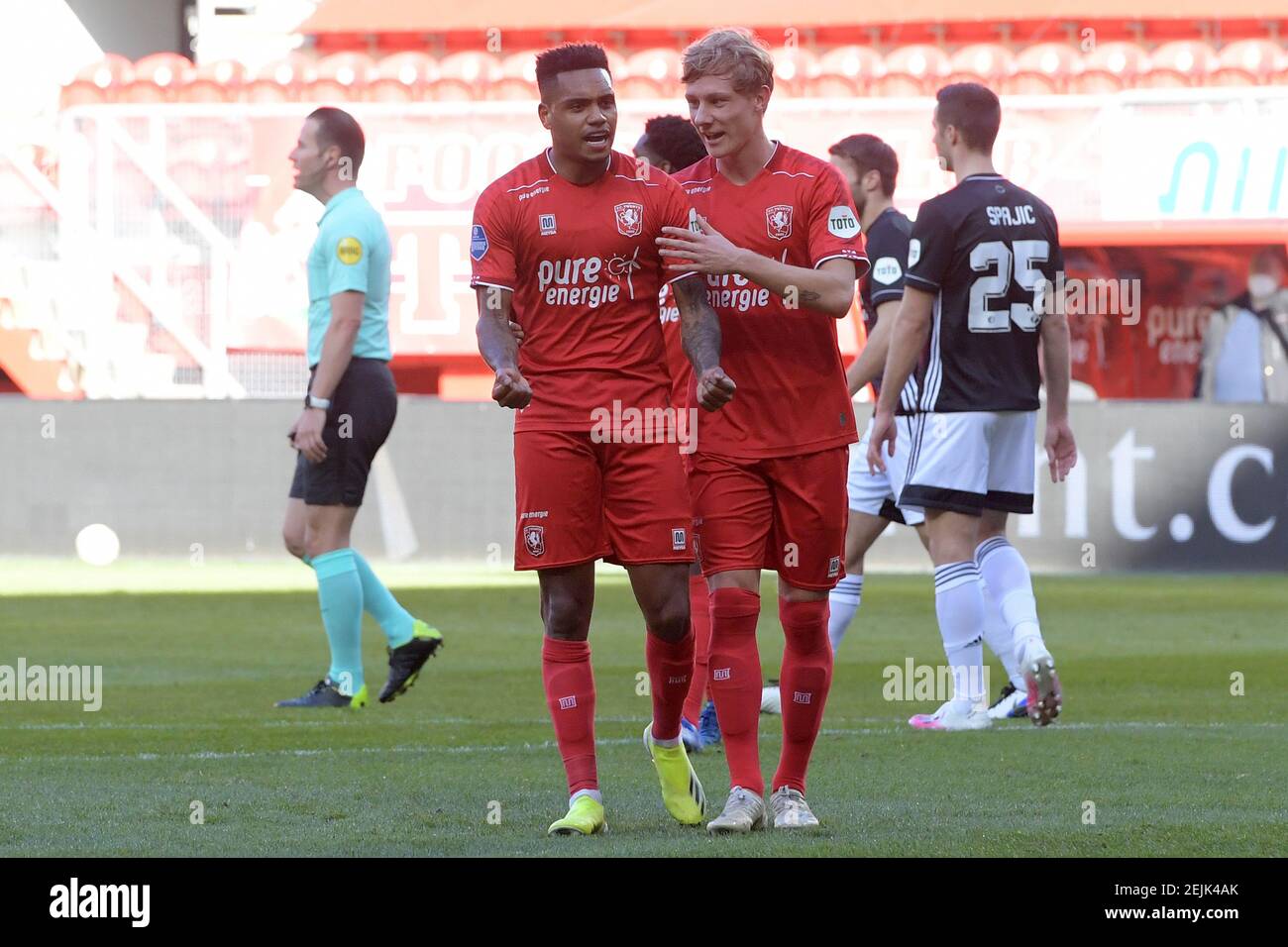 ENSCHEDE, NETHERLANDS - FEBRUARY 21: celebrate Danilo of FC Twente ...