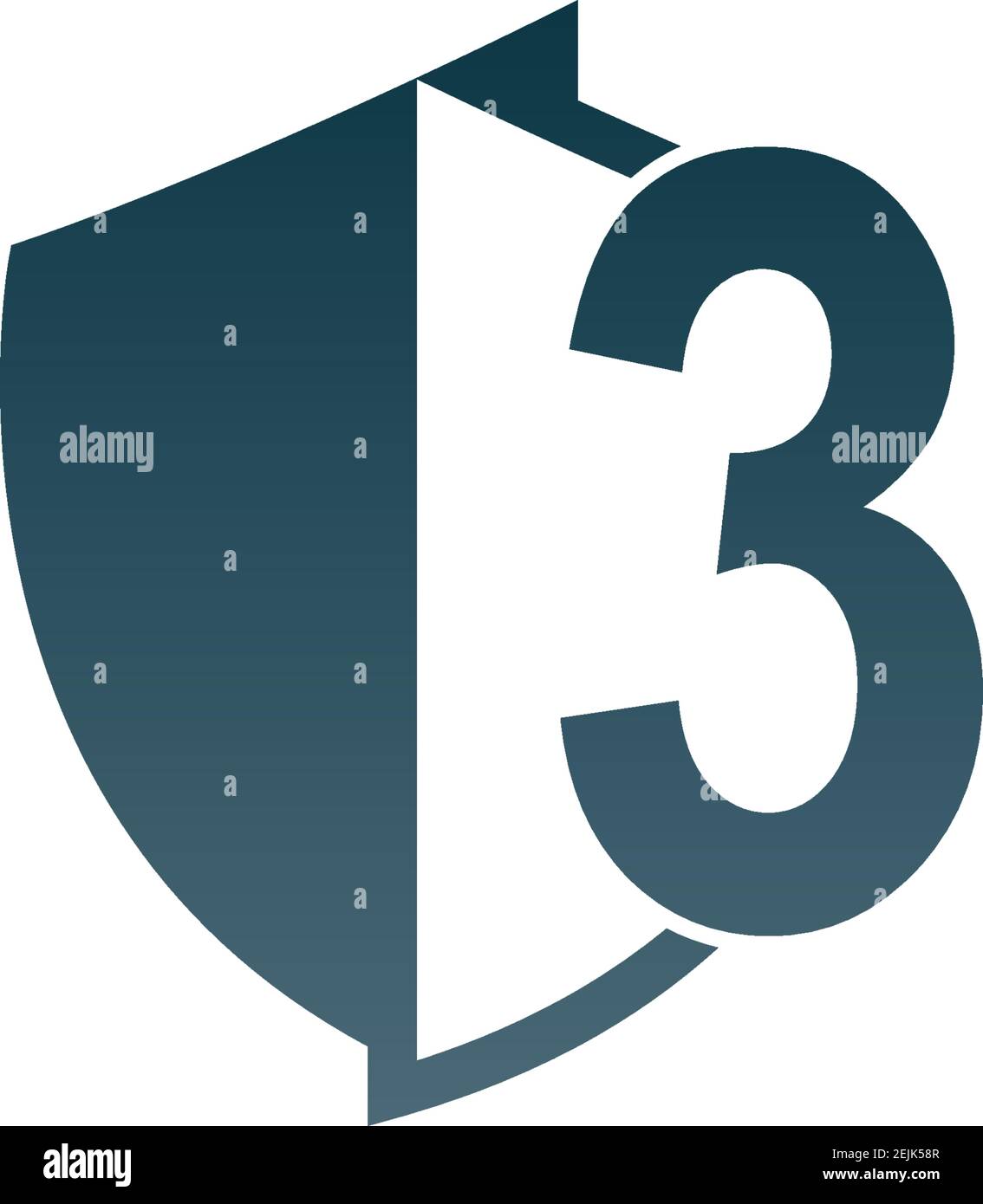 Shield logo icon with number 3 beside design vector illustration Stock ...