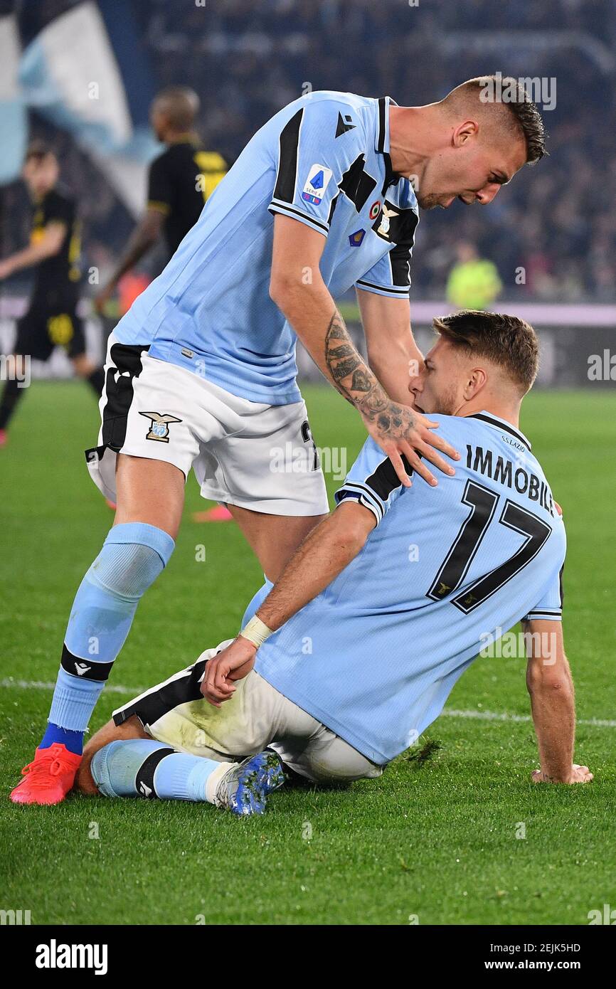 Ciro Immobile of Lazio celebrates after scoring goal 1-1 during the ...