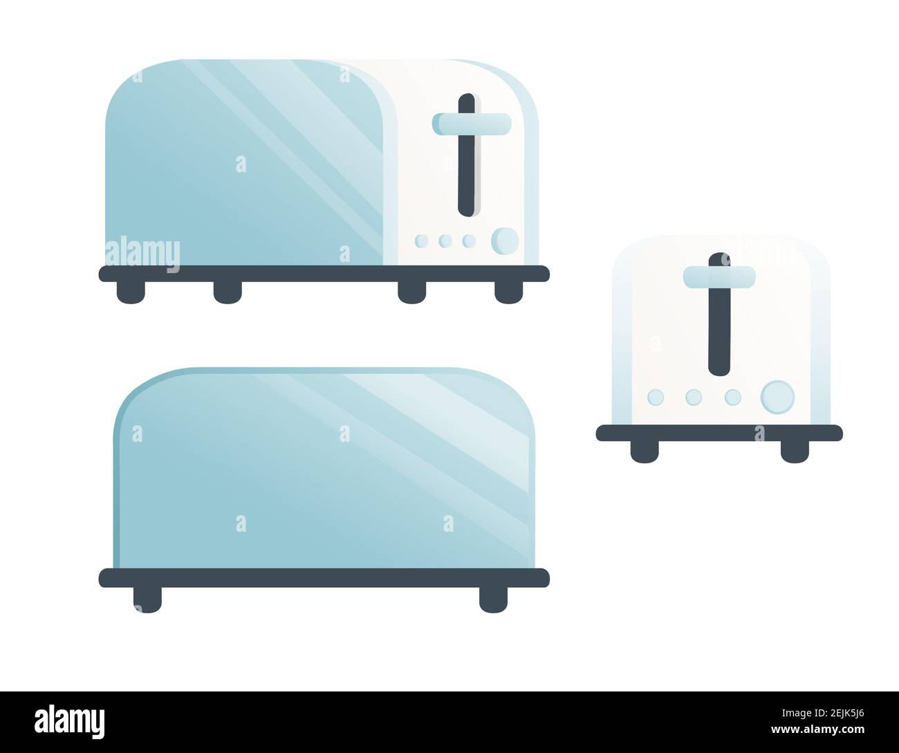 Metal glossy toaster for home usage toaster from different angles ...