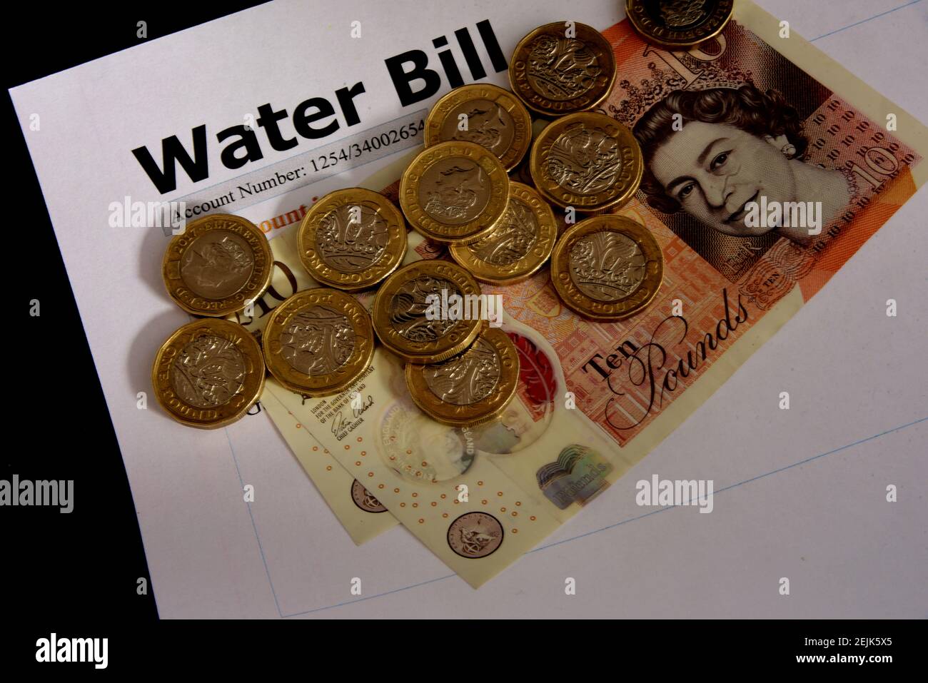 Generic Water Bill with cash Stock Photo - Alamy