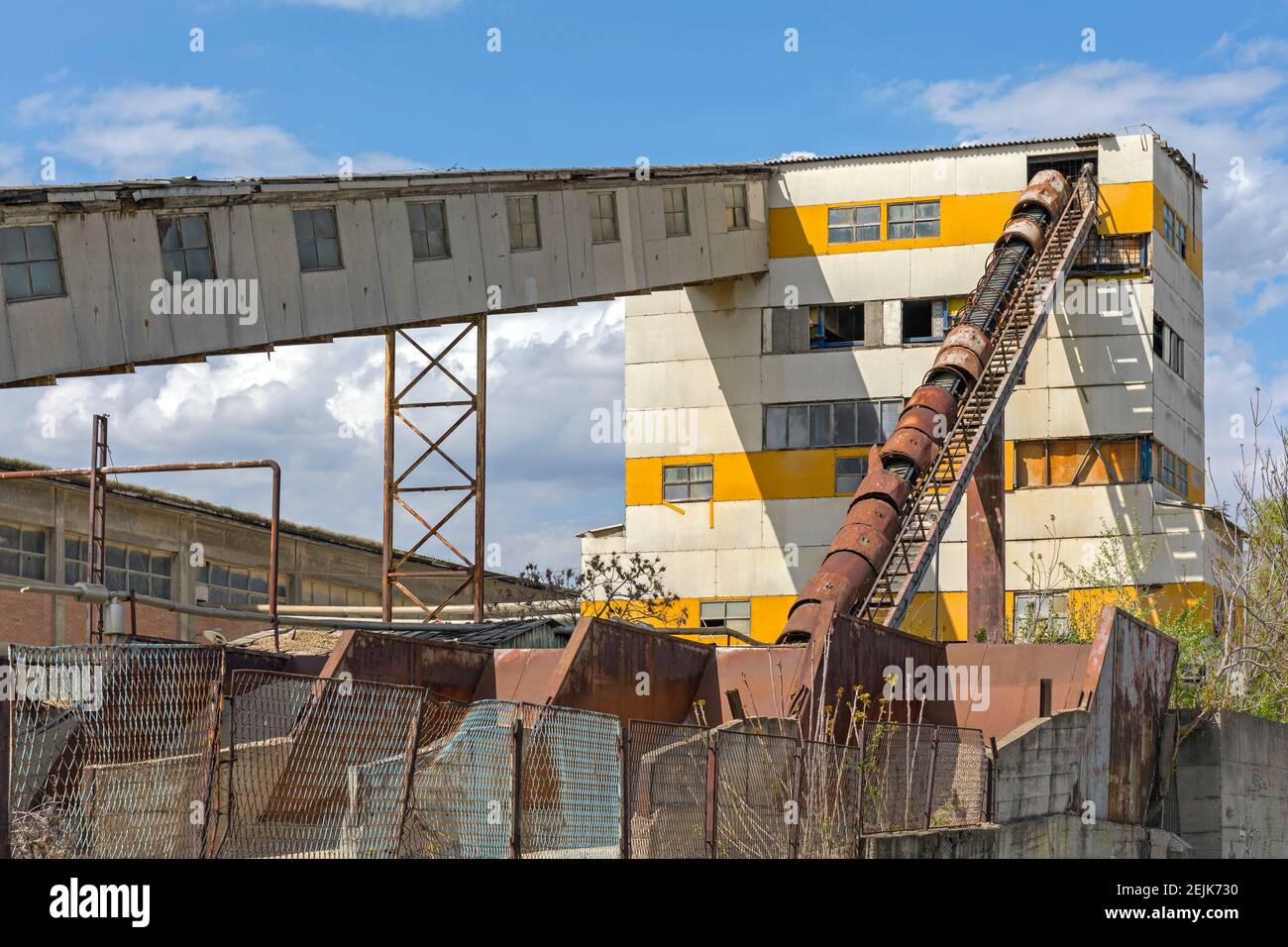 Long Conveyor Transport System at Abandoned Factory Building Stock ...