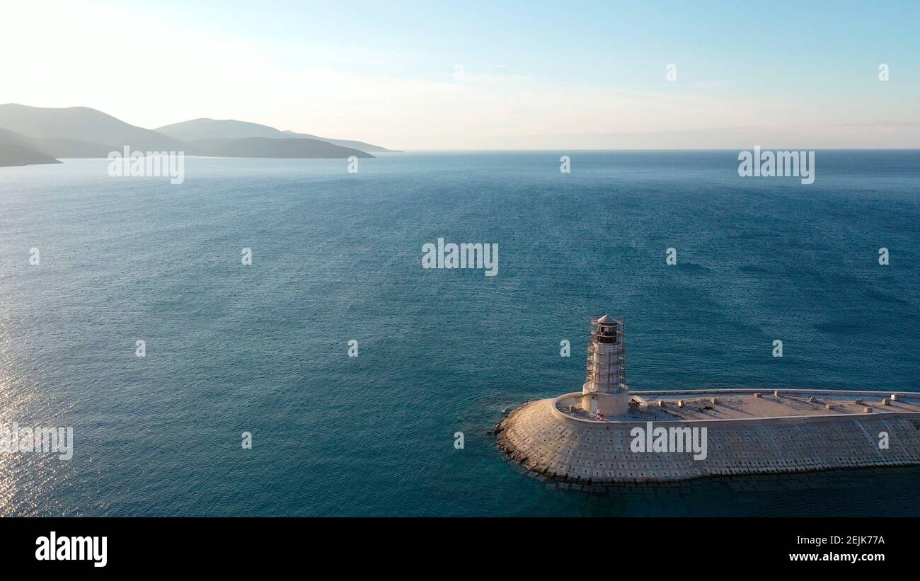 Aerial view of lighthouse at Lustica Bay in Montenegro Stock Photo - Alamy