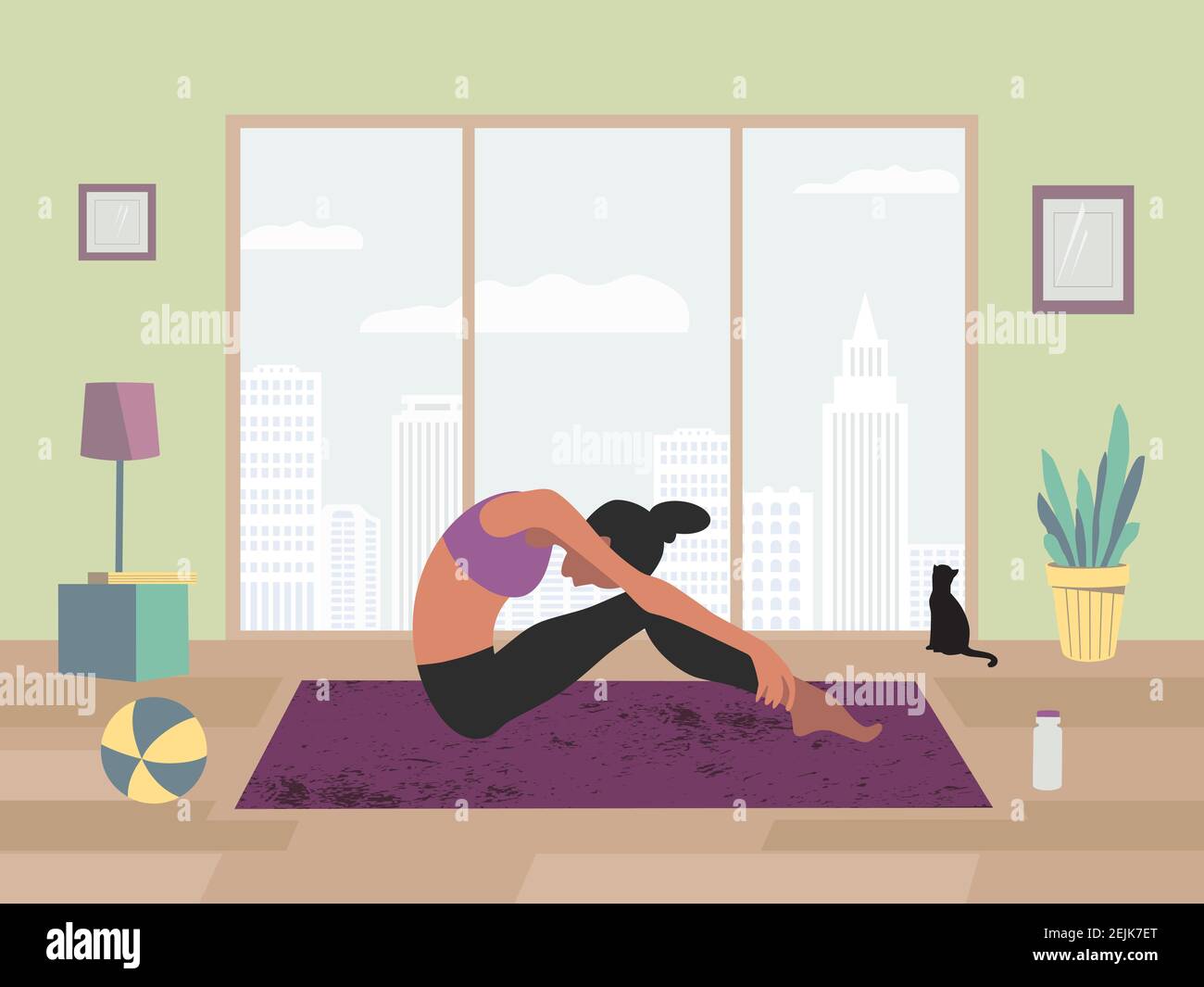 Healthy morning stretching woman Stock Vector Images - Alamy