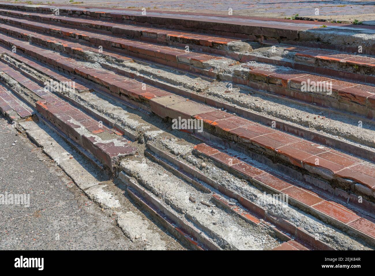 Heavy Damage at Outdoor Stairs With Tiles Stock Photo - Alamy